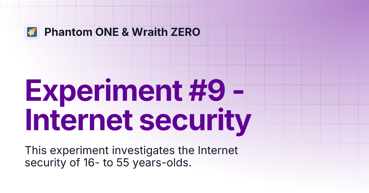 Experiment #9 - Internet security | Phantom ONE & Wraith ZERO